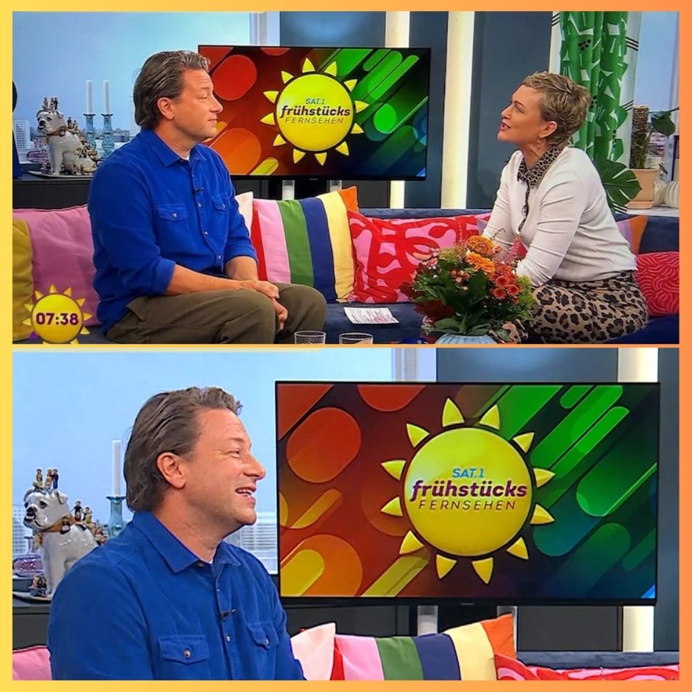 Nach Geständnis von Jamie Oliver sitzt Sat1-Moderatorin mit glasigen ...